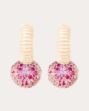 CAMPBELL + CHARLOTTE Sapphire Bobble Huggie Earrings - Pink