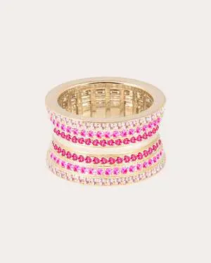 CAMPBELL + CHARLOTTE Sapphire Revel Dimensional Cigar Band Ring - Pink