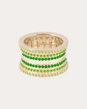 CAMPBELL + CHARLOTTE Tsavorite Revel Dimensional Cigar Band Ring - Green