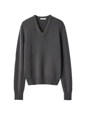LEMAIRE Cashmere V-necked Sweater - Black