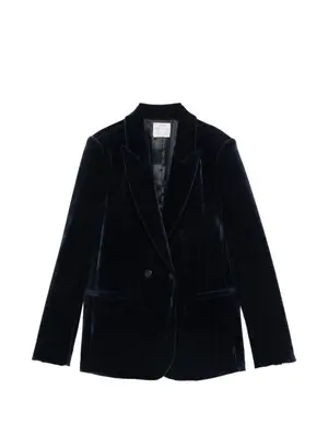 FORTE_FORTE Velvet Double-breasted Jacket - Blue
