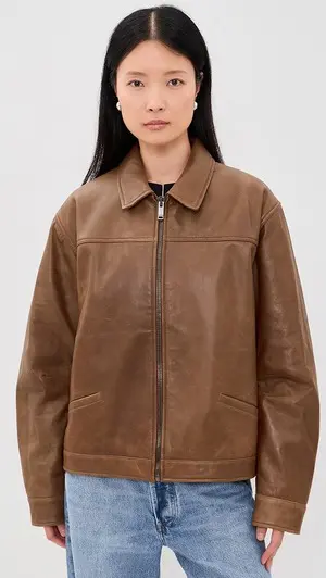 HAIKURE Jocelyn Cropped Silky Leather Jacket