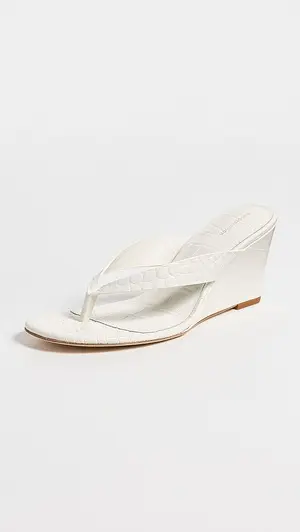 REFORMATION Jessie Wedge Sandals - White Croc