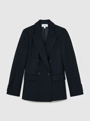 REISS Solene Wool-blend Double-breasted Suit Blazer