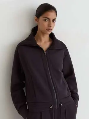 REISS Laurrie Premium Interlock Zip-front Sweatshirt