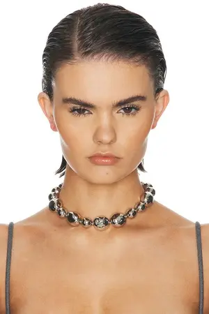 Givenchy Silver-tone Sculpted Bead Necklace