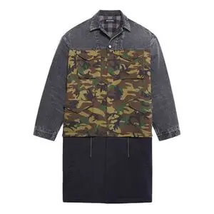 Balenciaga 3 Layered Patchwork Knee Length Car Coat - Green/blue