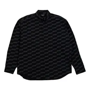 Balenciaga Bb Monogram Button-up Long Sleeve Shirt - Black