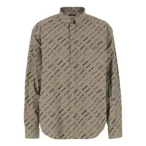 Balenciaga Logomania All Over Long Sleeve Shirt - Beige