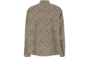 Balenciaga Logomania All Over Long Sleeve Shirt - Beige