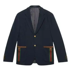 Gucci Cotton Jersey Jacket With Web - Blue