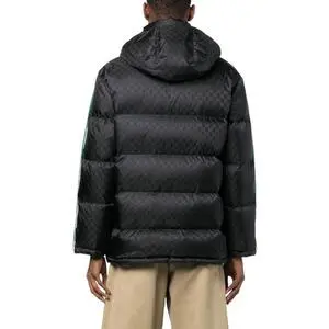 Gucci Gg Nylon Jacquard Down Jacket With Web Detail