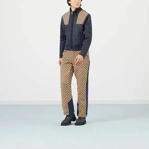 Gucci Quilted Jacket With Gg Fabric Detail 'beige Blue