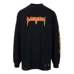 Balenciaga Metallica Long Sleeve T-shirt 'black Orange - Black/orange