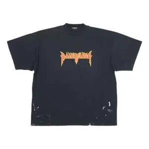Balenciaga Metallica Short Sleeve T-shirt Oversized Fit 'black Orange - Black/orange