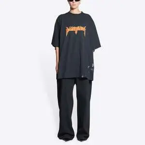 Balenciaga Metallica Short Sleeve T-shirt Oversized Fit 'black Orange - Black/orange