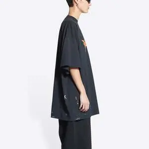 Balenciaga Metallica Short Sleeve T-shirt Oversized Fit 'black Orange - Black/orange