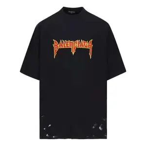 Balenciaga Metallica Logo T-shirt - Black/orange