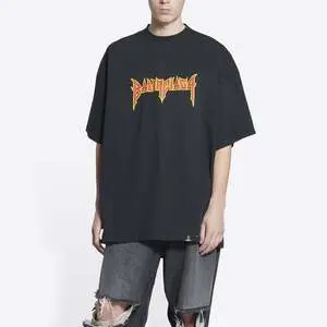 Balenciaga Metallica Logo T-shirt - Black/orange