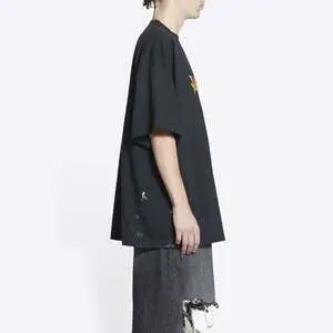 Balenciaga Metallica Logo T-shirt - Black/orange
