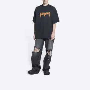 Balenciaga Metallica Logo T-shirt - Black/orange