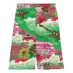 Gucci Gucci Printed Silk Shorts Green