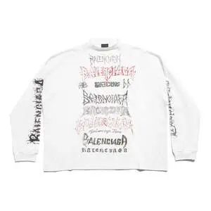 Balenciaga Diy Metal Long Sleeve T-shirt Medium Fit 'white Black Red - White/black/red