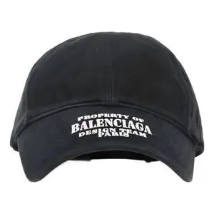 Balenciaga Embroidered Denim Ball Cap - Black