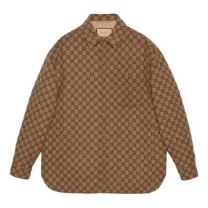 Gucci Gg Wool Flannel Padded Overshirt 'camel Ebony - Camel/ebony