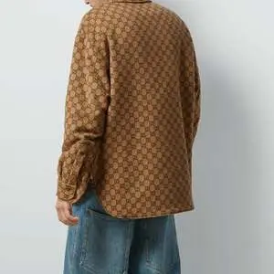 Gucci Gg Wool Flannel Padded Overshirt 'camel Ebony