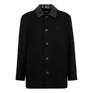 Balenciaga Double Collar Wool-blend Coat - Black