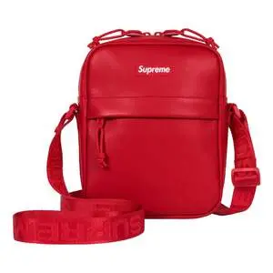 Supreme Supreme Leather Shoulder Bag Red