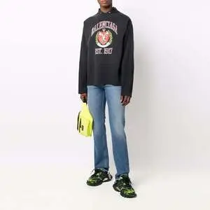 Balenciaga Est. 1917 College Logo Hoodie - Black