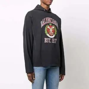 Balenciaga Est. 1917 College Logo Hoodie - Black