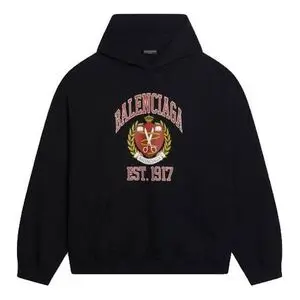 Balenciaga Est. 1917 College Logo Hoodie - Black
