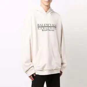 Balenciaga Worldwide Logo Popover Hoodie - Chalky White/black