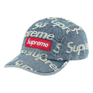 Supreme Frayed Logos Denim Camp Cap - Teal/white/red