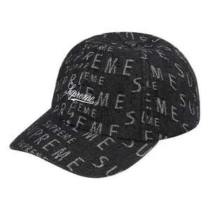 Supreme Warp Jacquard Logos Denim 6-panel 'black White - Black/white