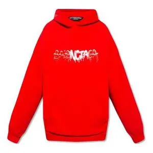 Balenciaga Ss22 Logo Hoodie - Red/white