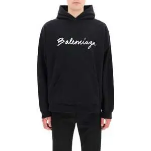 Balenciaga Script Logo Oversized Popover Hoodie White