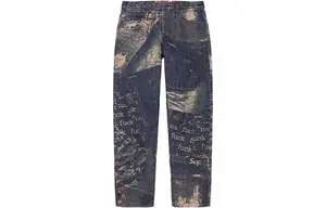 Supreme Archive Denim Jacquard Regular Jean - Dark Blue