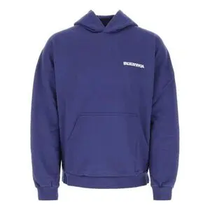 Balenciaga Wide Fit Hoodie With Logo Detail - Blue