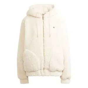 Adidas Oversized Fleece Jacket With Metallic Accents - White