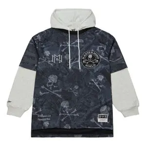 Mitchell & Ness X Mastermind Print Jersey Hoodie 'charcoal Ash