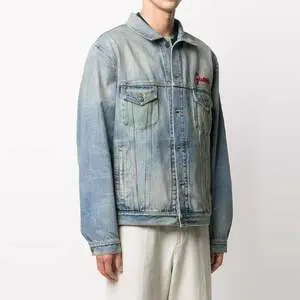 Gucci Cat Logo Embroidered Denim Jacket Denim