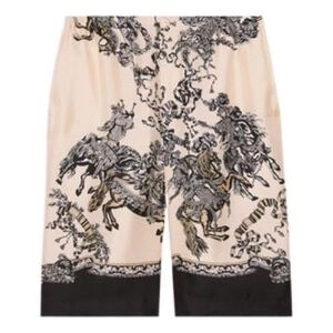 Gucci Gucci Silk Shorts With Roi Soleil Print Beige