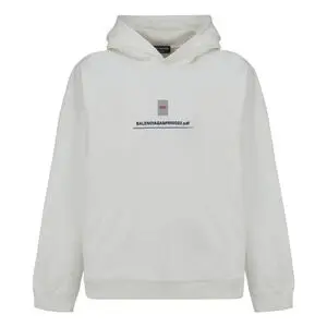 Balenciaga Pdf Logo Oversized Popover Hoodie - White