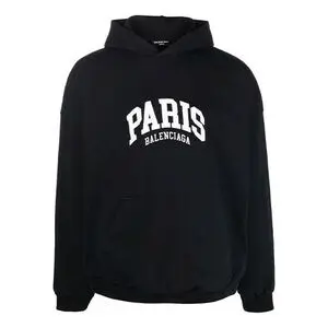 Balenciaga Cities Paris Hoodie Wide Fit - Black/white