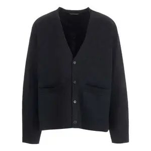 Balenciaga Tonal All Over Logo Cardigan - Black