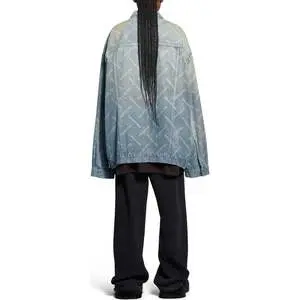 Balenciaga Diagonal Allover Oversized Denim Jacket